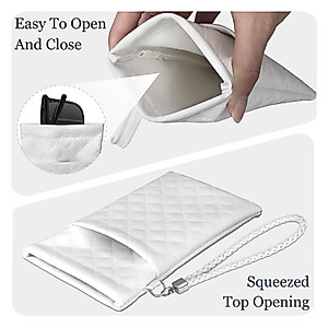 RayLove Double Eyeglass Case Glasses Case Soft with Carrying Strap Leather Eyeglasses Pouch Portable Sunglasses Case For Women Men White
