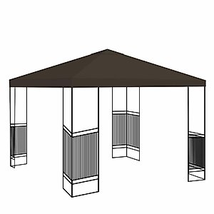 Timoau Gazebo Canopy Replacement Top 10'x10' - Single Tier Patio Canopy Cover - Square Replacement Canopy Gazebo Top - Waterproof 300D Canvas Gazebo for Patio Garden Outdoor (Two Tier, Coffee)