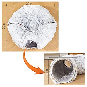 HIPIPET Winter Plush Cat Tunnel with Cat Bed for Indoor Cats,Multifunctional Cat Toys for Small Medium Large Cat.