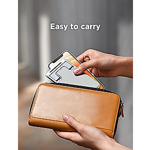 LISEN Travel Essentials Accessories Foldable Cell Phone Stand, [Sturdy Aluminum Metal] Adjustable Cell Phone Holder [Ultra Thin] Portable Stand for Desk Compatible with All Smartphones, Tablets