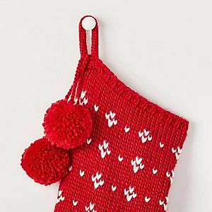 Hearth & Hand with Magnolia Christmas Stocking Collection (Sweater Fleck Jacquard Knit, Red)