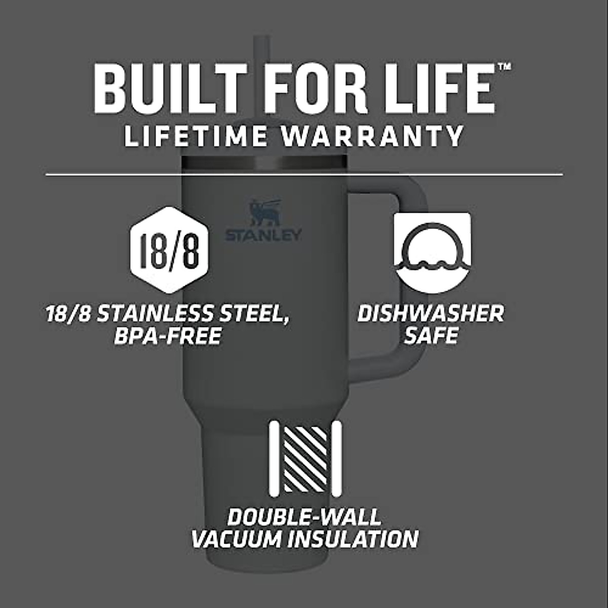 Stanley Quencher H2.0 FlowState Stainless Steel Vacuum Insulated Tumbler with Lid and Straw for Water, Iced Tea or Coffee, Smoothie and More