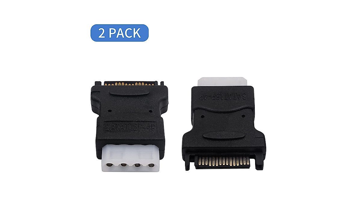 Duttek SATA to Molex Power Adapter - 2 Pack