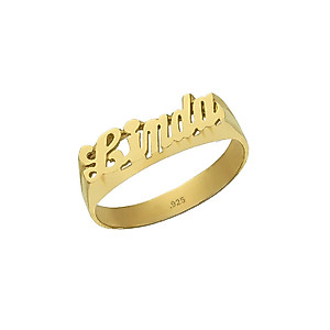Name Ring - 24K Gold Plated Sterling Silver - Personalized Ring - Custom Ring with Name of Your Choice Size 5 thru 10 Made in USA