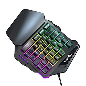 HXSJ V100 one-Handed Colorful Backlit Keyboard one Hand Mechanical Gaming Keyboard Mini Portable Wired Game Keyboard