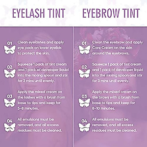 Libeauty Eyelash Black Color Kit, Semi-Permanent Hair Color Kit for Lash and Brow Cute Butterfly Disposable Individual Sachet Kit Instant Voluminous Coloring Eyebrow Colour Kit