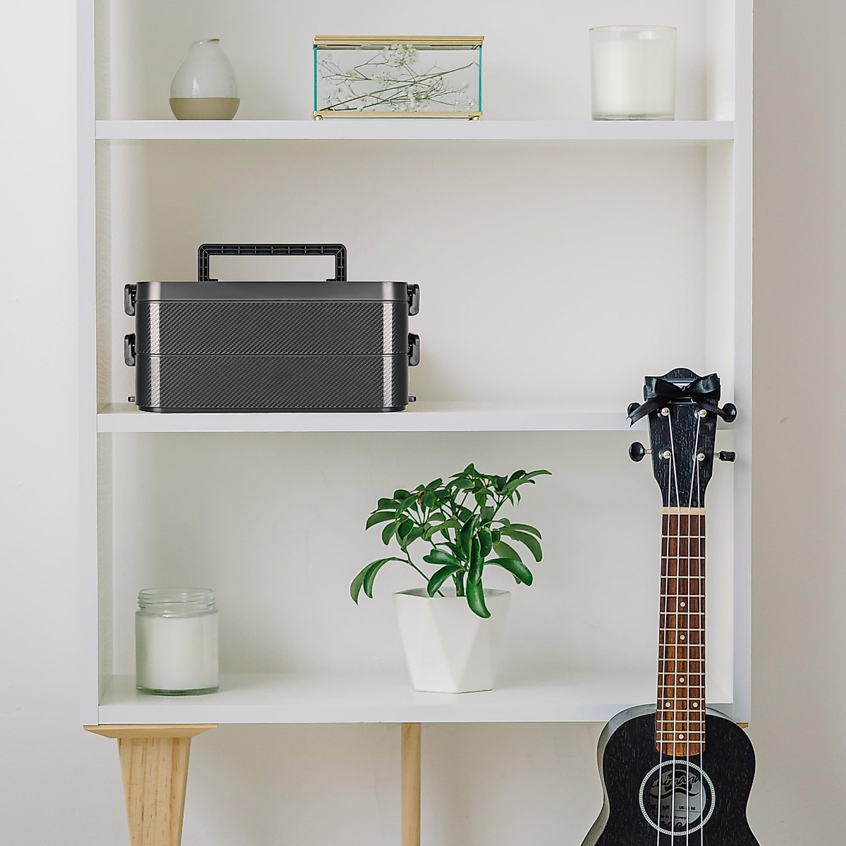 Brehvoe 2 Layer Storage Box With Lid, Opaque Storage Organizer with Handle Portable Tool Box with Latch Stackable for Tool/Art & Crafts Case/Gadgets Supplies, Durable ABS