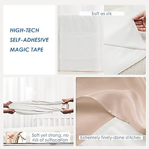 PROMEED 100% Mulberry Silk Crib Sleeve for Baby Hair Loss Prevention, Premium 23 Momme Natural Silk Bassinet Slip for Bassinets/Cradles/Cots/Cribs (Champagne)