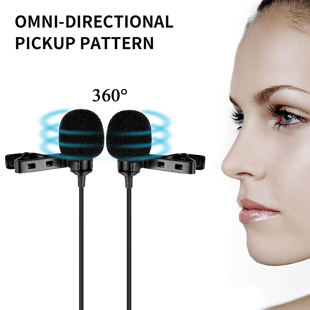 19 Feet Lavalier Microphone for Canon iPhone Podcast, BOYA Omnidirectional Condenser Recording Mic for Nikon Sony iPhone 8 8 plus 7 6 6s Plus DSLR Camcorder Audio Recorder Youtube Interview Video