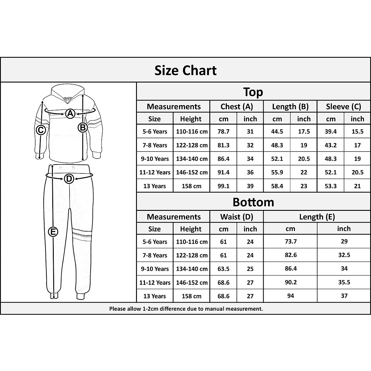 Kids Girls Boys Jogging Tracksuits Fleece Hoodied Top Bottom Workout Sportswear