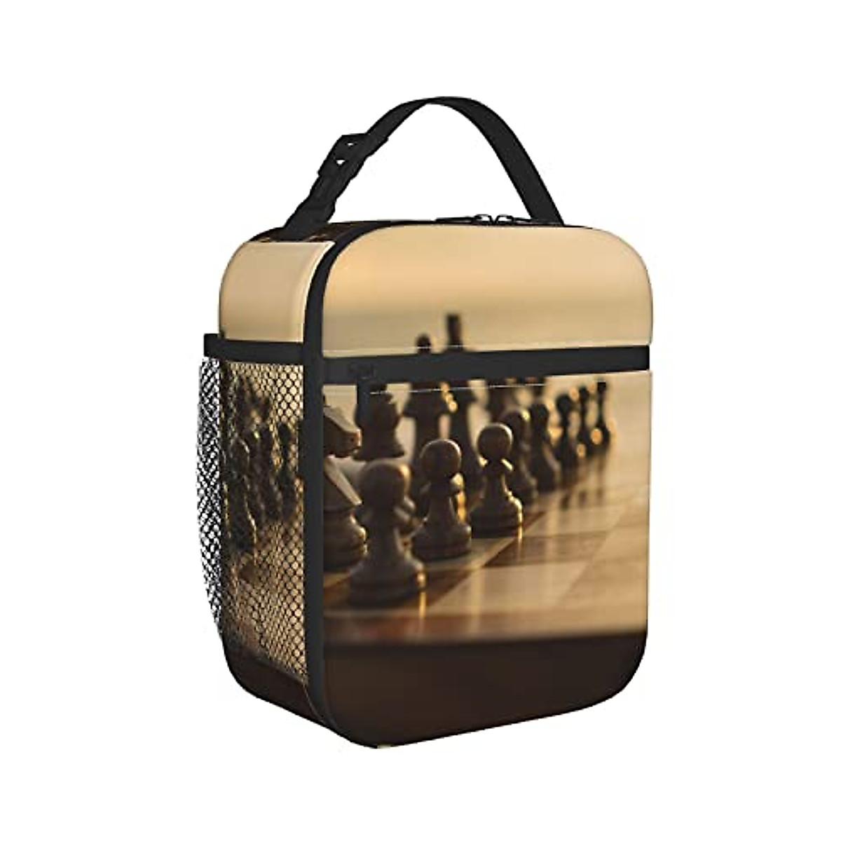 BQIUULO Lnternational Chess Lunch Bag for Men Women Tote Insulated Cooler Bags Reusable Lunch Box for College Work Office Picnic