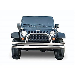 Rampage Double Tube Front Bumper with Hoop | Stainless Steel | 8420 | Fits 1976 - 2006 Jeep CJ, Wrangler YJ & TJ