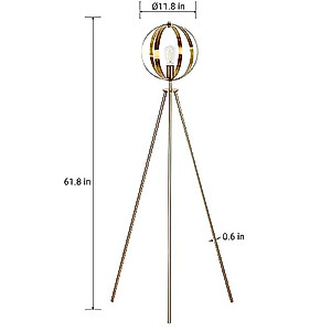 JUNNAI Gold Tripod Floor Lamp: Elegant Tall Lamp with Brass Rotating Cage Shade & E26 Lamp Base | Modern Standing Lamp for Living Room, Bedroom, Office