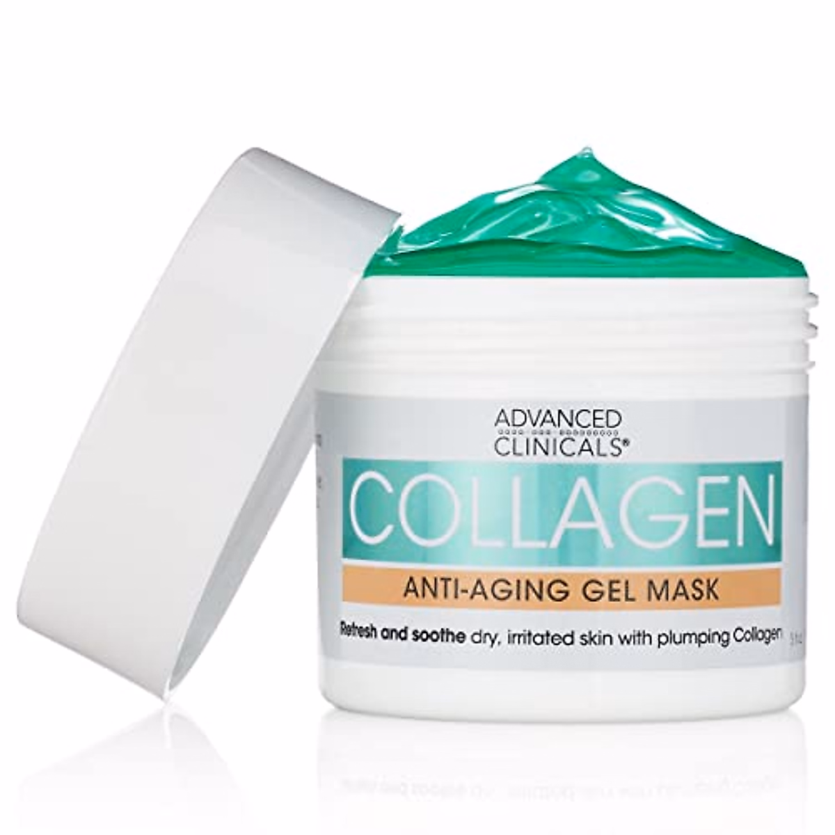 Advanced Clinicals Collagen Gel Facial Mask Anti Aging Skin Care Moisturizer W/Coconut Oil & Rosewater, Skin Plumping Face Mask Reduces Wrinkles, Dry Skin, & Fine Lines, Large 5 Fl Oz (Pack of 1)