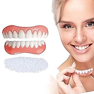 Braces Snap On Instant Perfect Smile veneers Dentures Comfort Fit Flex Teeth veneers - Denture for Top and Bottom Teeth to Make White Tooth Beautiful Neat