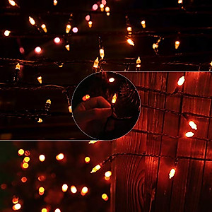 Orange Outdoor Lights, 33Feet 100 Led Christmas Lights with 8 Lighting Modes, Waterproof Mini String Lights Plug in for Garden Patio Party Wedding Christmas Xmas Tree Lighting Decoration
