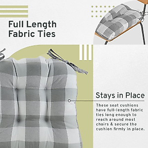 Arlee Home Fashions – Fiber Filled Premium Chair Pads - Chair Pads with Tiebacks –14” L X 15” W – Gray - Set of 4