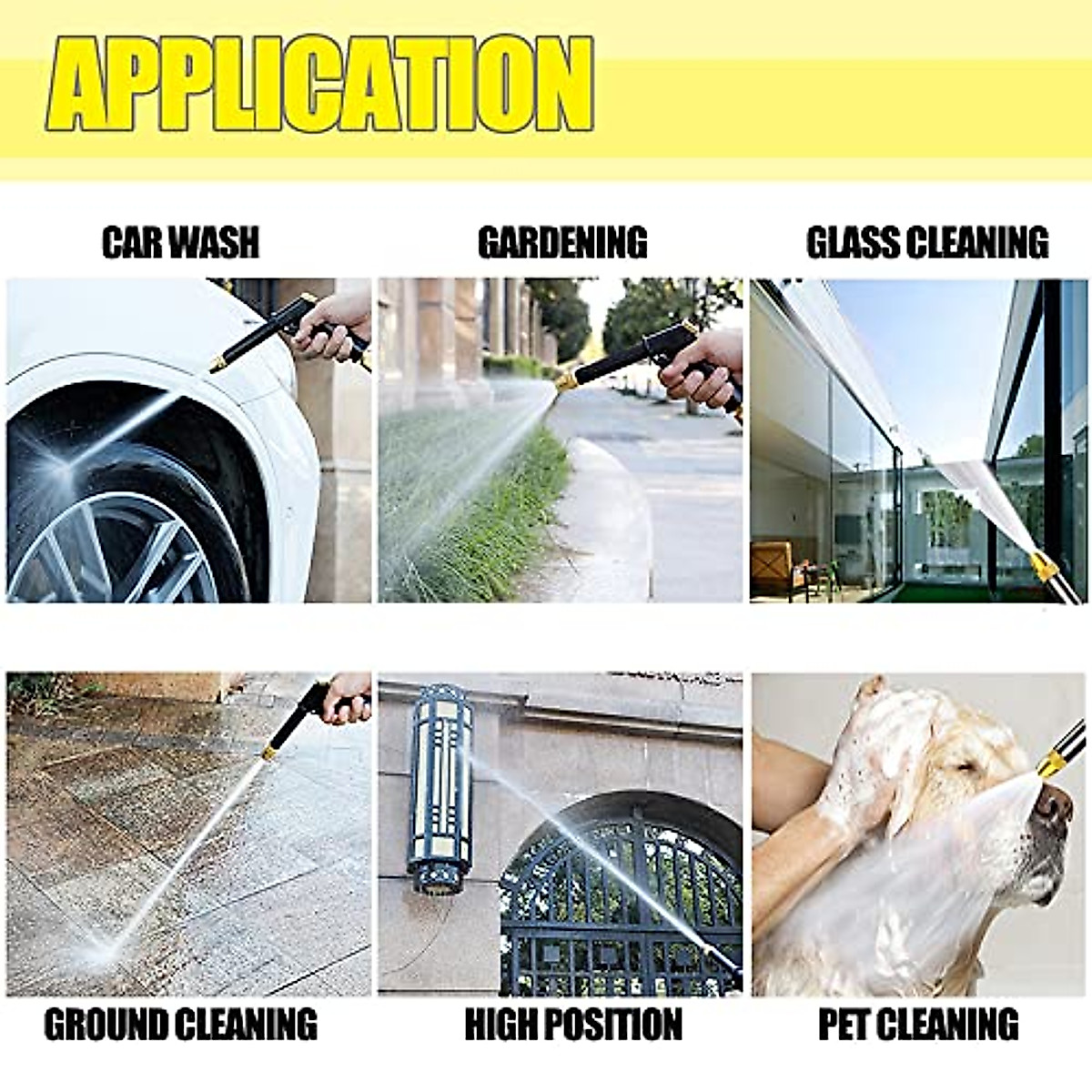 FOR 4/8'' hose Multi Pattern Heavy Duty Watering Gun -Adjustable Garden Hose Nozzle -Powerful High Pressure Water Watering Pistol For Car Wash,Lawn & Garden Watering,For Home Use,Hose Spray Attachment