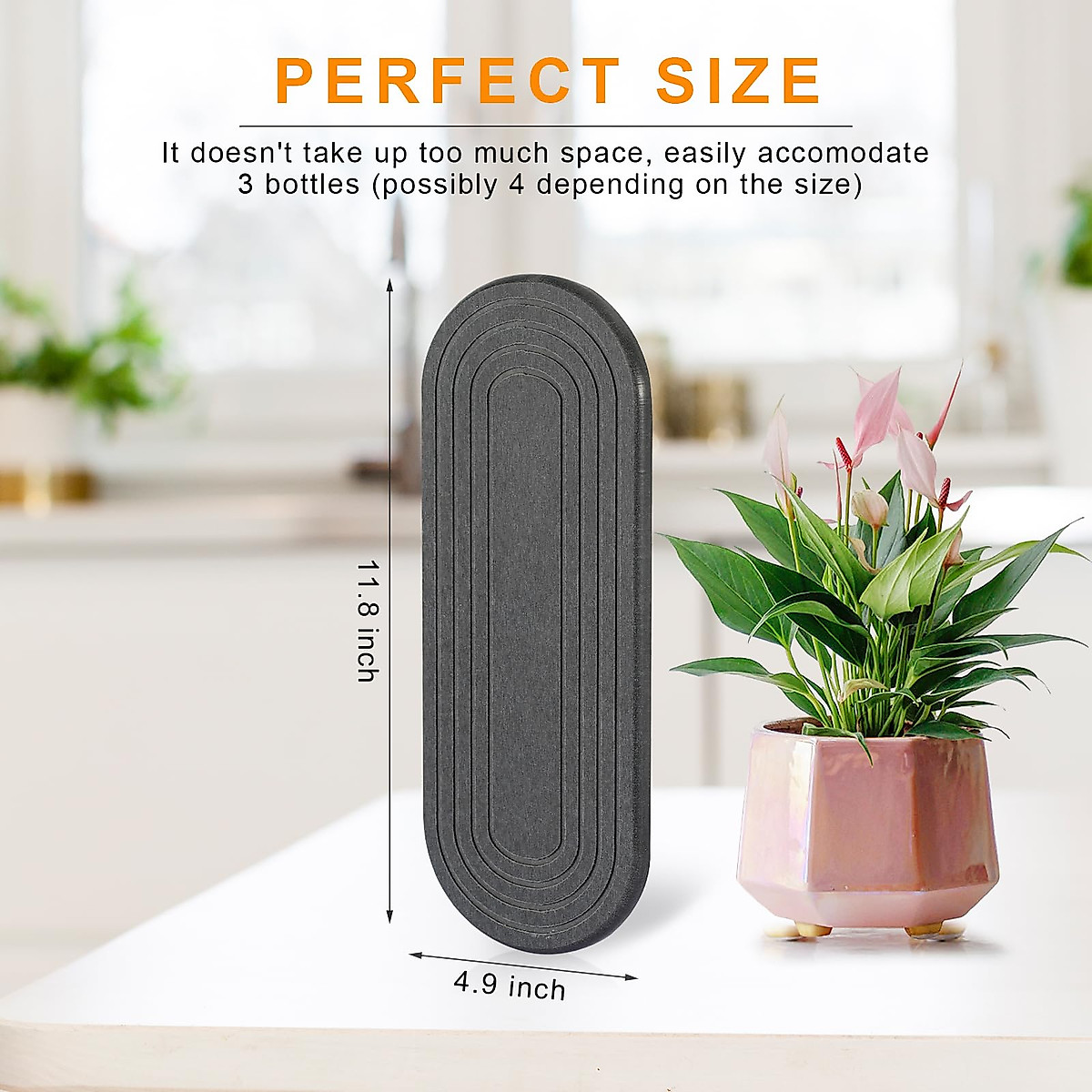 Jadairy Stone Drying Tray 11.8x4.9 Inches Water Absorbing Stone Tray for Sink Instant Dry Sink Caddy Organizer for Kitchen Bathroom Counter