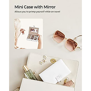 SONGMICS Jewelry Box 3 Layers, Jewelry Organizer with 2 Drawers, Jewelry Case with Portable Travel Case, with Handle, Lockable, Jewelry Storage, Gift for Loved ones, White UJBC121W