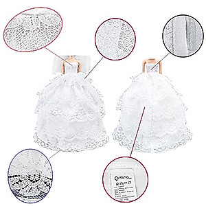 E-TING Handmade Wedding Evening Party Dress Clothes Gown Veil for Girl Dolls (White)