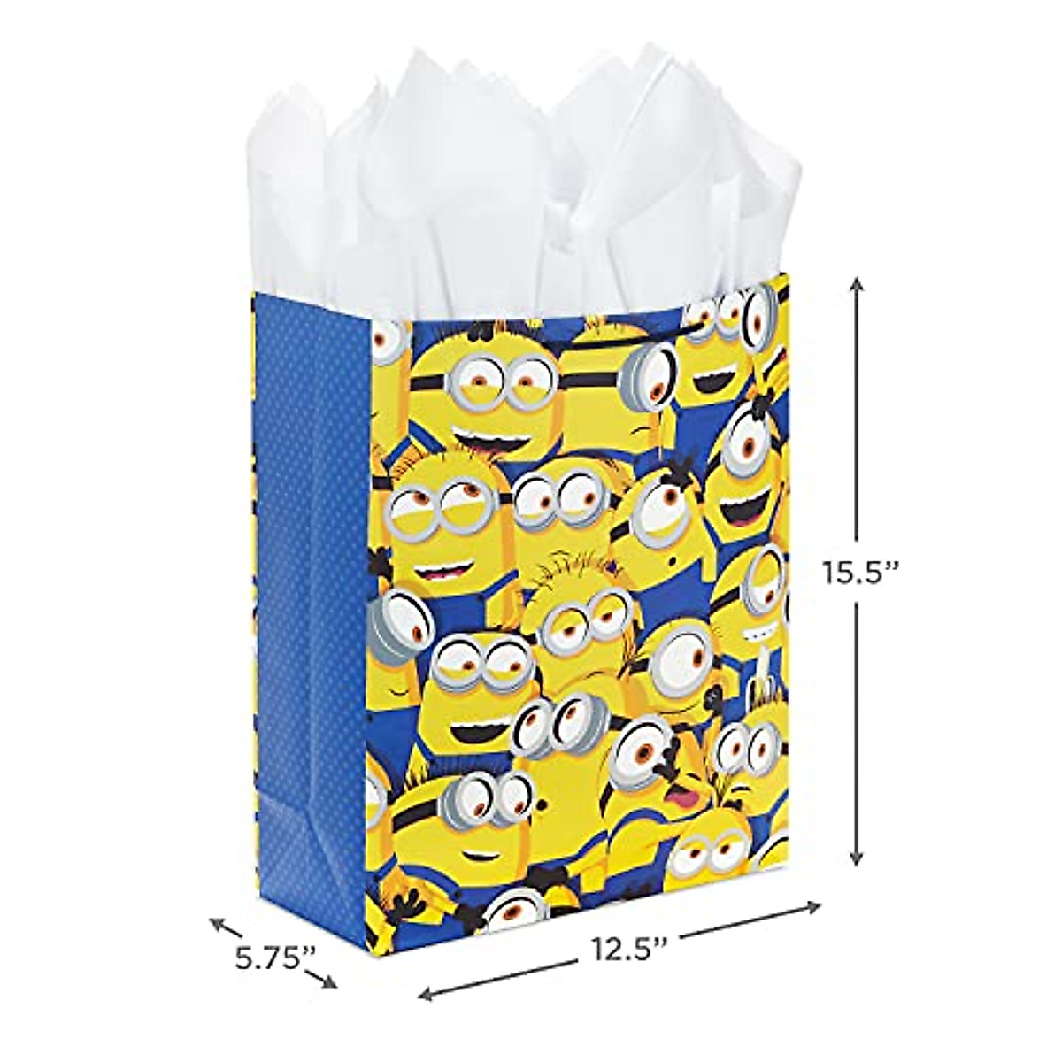 Hallmark 15" Extra Large Gift Bag with Tissue Paper (Minions) for Kids, Birthdays, Christmas