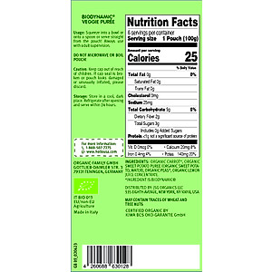 Holle Organic Baby Food Pouches - Veggie Bunny Baby Puree with Carrots, Peas and Sweet Potato - (6 Pack) Organic Baby Snacks + Fruit and Veggie Pouches for Weaning Babies 6 Months and Older