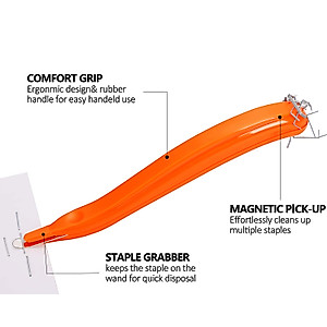 Professional Magnetic Staple Remover Puller Staple Puller Tool Staples Remover Staple Removal Tool for School Office Home (Orange, Rose, Green)