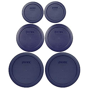 Pyrex (2) 7202-PC 1 Cup (2) 7200-PC 2 Cup (2) 7201-PC 4 Cup Blue Replacement Lids Made in the USA