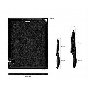 hecef 5 PCS Plastic Cutting Board and Knife Set- 2 Marble Pattern Kitchen Knives with 2 Extra Sheaths & 1 Multifunctional Chopping Board, Essential Cooking Utensil for Home,Kitchen & Restaurant