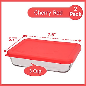 LUVCOSY 3 Cup Rectangle Silicone Storage Cover Lids Replacement for Anchor Hocking Glass Bowls (Container not Included) 2 Pack, Microwave, Dishwasher and Freezer Safe