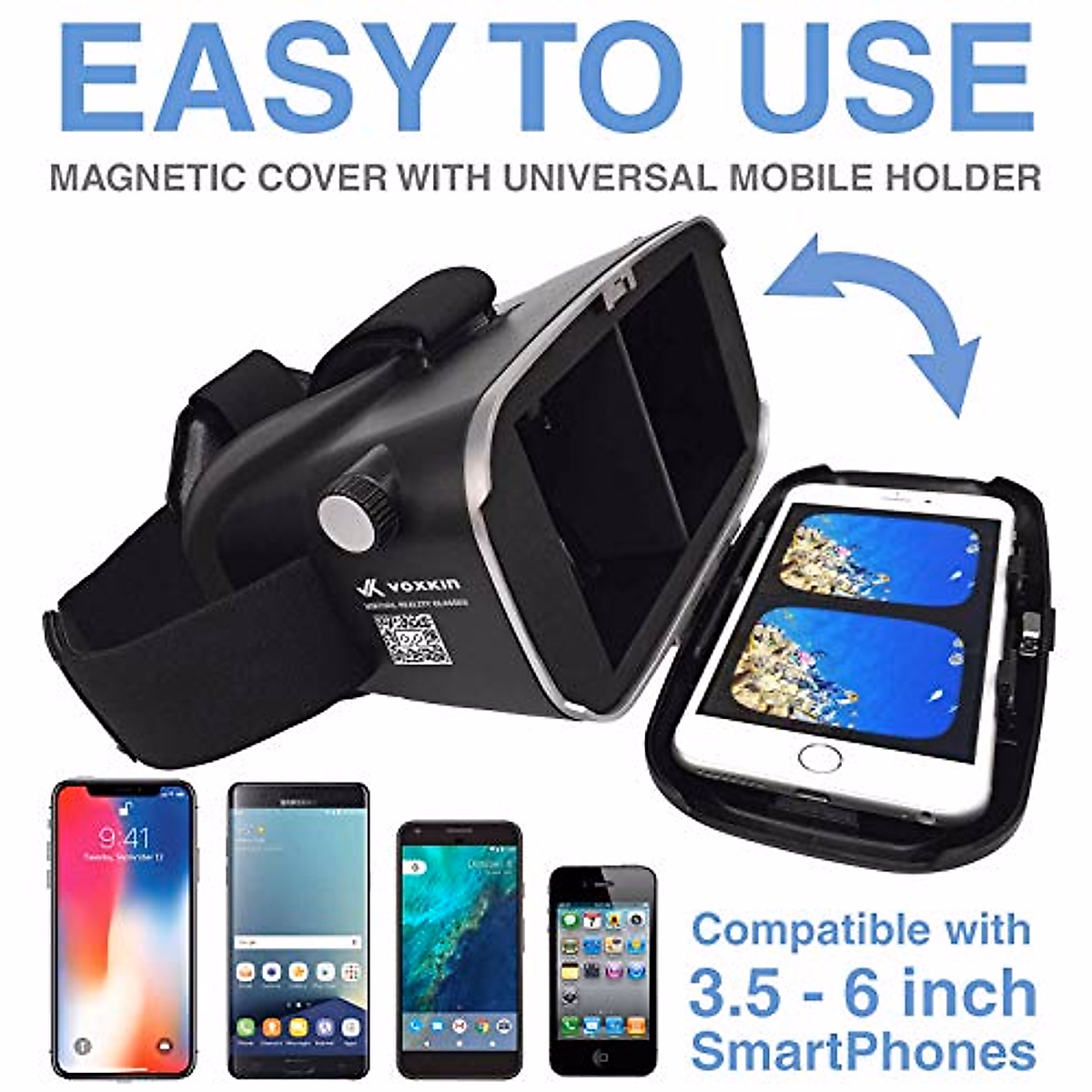 [Updated & Fixed] VR Headset Game System - High Definition Virtual Reality 3D Glasses for Kids and Adults - Optical Lens, Adjustable Strap - Compatible with iPhone and Android (3.5" to 6.5")