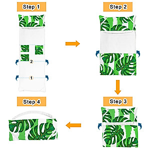 Ruikyhom Lounge Chair Towel Cover, Chaise Lounge Cover, Beach Chair Covers with 3 Pockets for Pool Sunbathing Beach Garden Courtyard Outdoor Trips, 85 x30 in, Green Leaves