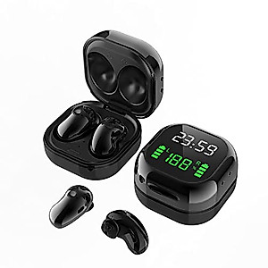  Auto Pairing Wireless Earbuds Bluetooth 5.1 in Ear Light-Weight Headphones Built-in Microphone 6d Immersive Premium Stereo Sound with Charging Case Sports Games Headset 1Pc (Black)
