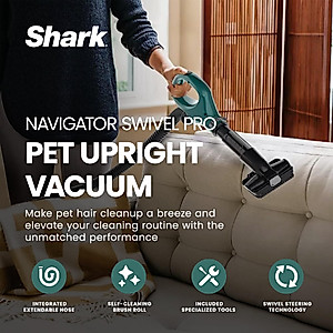 SHARK ZU51 Navigator Swivel Pro Pet Upright Vacuum with Self-Cleaning Brushroll, Green (Renewed)