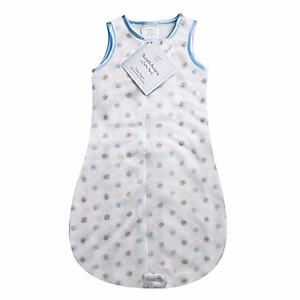 SwaddleDesigns Cozy Plush Sleeping Sack, Sleeveless Wearable Blanket with 2-Way Zipper, Pastel Blue and Sterling Dots, 6-12 Months