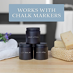 Cornucopia 4oz Black Coated Glass Jars (12-Pack); Cosmetic Jars with Black Metal Lids and Black Matte Exterior, 4-Ounce