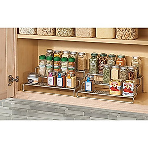 iDesign Classico Expandable Kitchen Spice Rack for Kitchen Pantry, Cabinet, Countertops - 3-Tier, Silver
