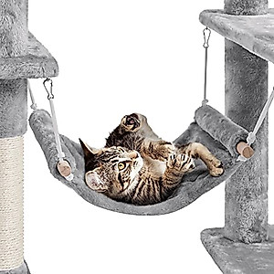 Yaheetech 70 inches Stable Cat Tree with Padded Platform, Replaceable Dangling Balls, Hammock, Basket and Condo, Cat Tower Furniture for Kittens, Cats and Pets