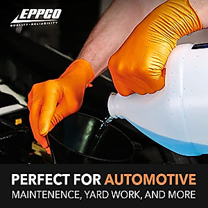 EPPCO TigerGrip 8-Mil Nitrile Glove Disposable Powder, Latex Free Textured Superior Grip Orange Gloves, XL, Box of 100