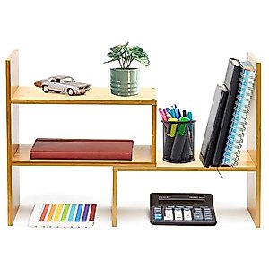 RoyalHouse Natural Bamboo Desktop Organizer, Attractive Design, Stand Shelf for Books, Accessories and More, Home Décor, Ideal Gift for Family & Friends