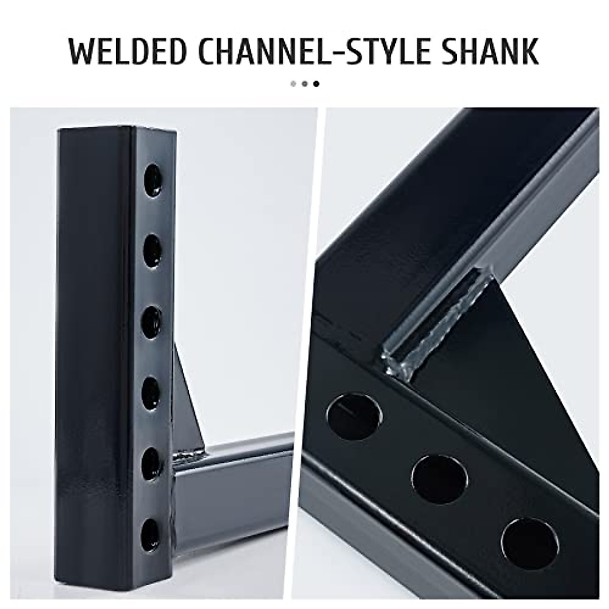 OMT Trailer Hitch Ball Mount with 2.5 Ton Towing Capacity, Class 3 Tow Hitch with 1" Hole and Pins for 2" Receiver Pickups Vans SUVs, Adjustable Drop Hitch for Trailers Campers Boats More