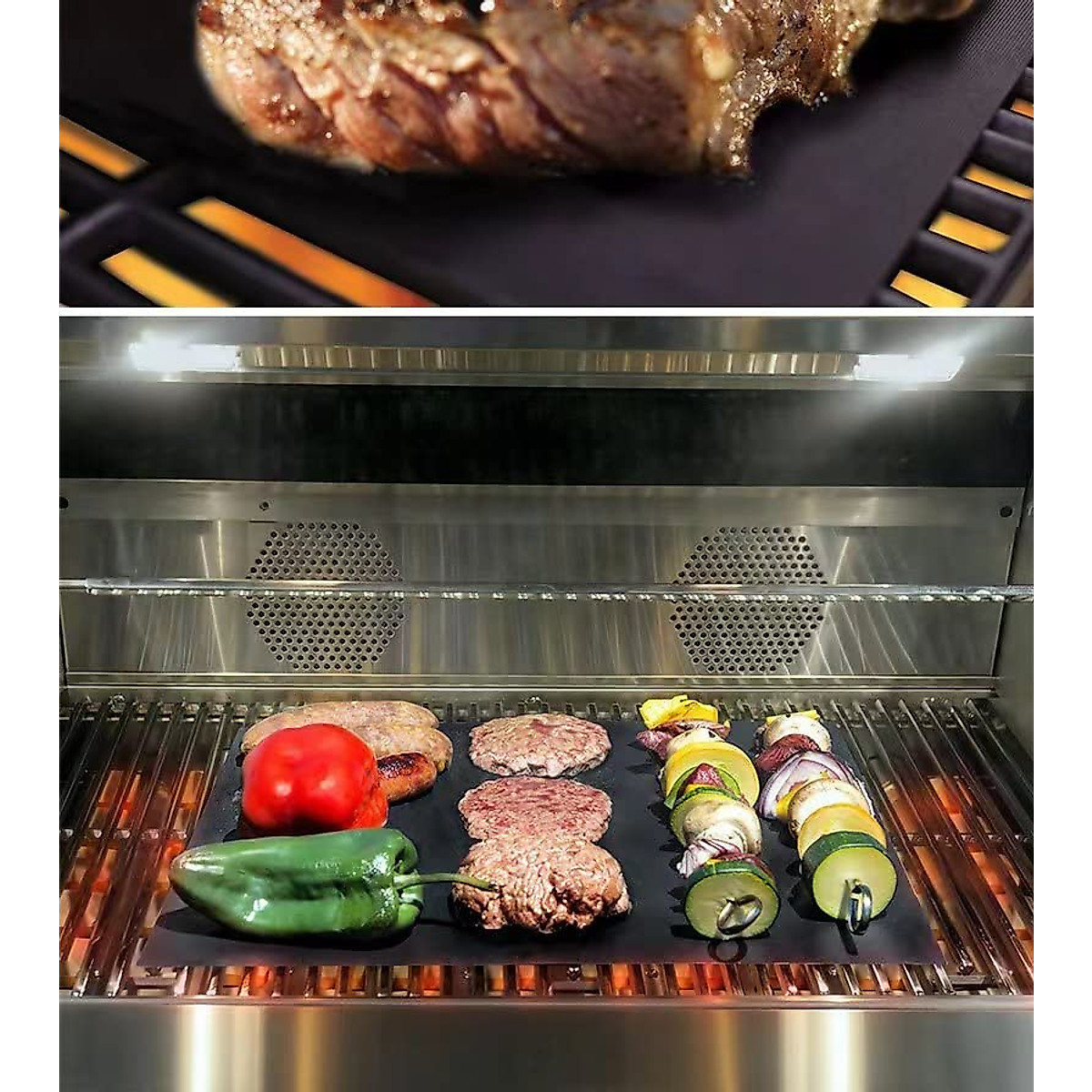 liboyixi Grill Mat Set of 5-Non-Stick BBQ Grill Mats, Reusable, and Easy to Clean - Works on Electric Grill Gas OutdoorCharcoal BBQ，Baking Mats - 15.75 x 13-Inch, Black