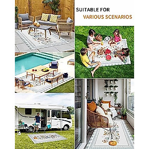 Thanksgiving Outdoor Area Rug 6'x9',Patio Balcony Porch Front Door Camping Camper Deck Runner Rug,Washable Carpet Indoor Living Room/Kitchen,Hallway Floor Mat Farmhouse Pumpkins Plaid Maple Leaves