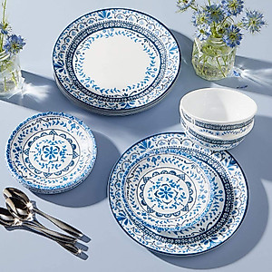 Corelle Portofino Round Dinnerware Set for 6 | Service for 6, 18 Piece Set | Triple Layer Strong Glass is Resistant to Chips and Cracks & White Meal Bowls for Pasta, Salad, and More | 4 Pack, 46 Oz