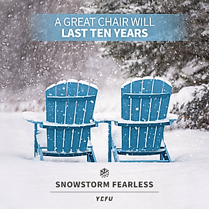 YEFU Adirondack Chair Plastic Weather Resistant, Patio Chairs, Looks Exactly Like Real Wood, Widely Used in Outdoor, Fire Pit, Deck, Outside, Garden, Campfire(Blue)