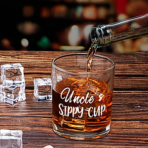 Modwnfy Funny Uncle’s Sippy Cup Whiskey Glass, Uncle Gift Old-Fashioned Glass for Men Uncle on Birthday Christmas Father’s Day, Novelty Uncle Rock Glass from Aunt Nephew Niece, 10 Oz