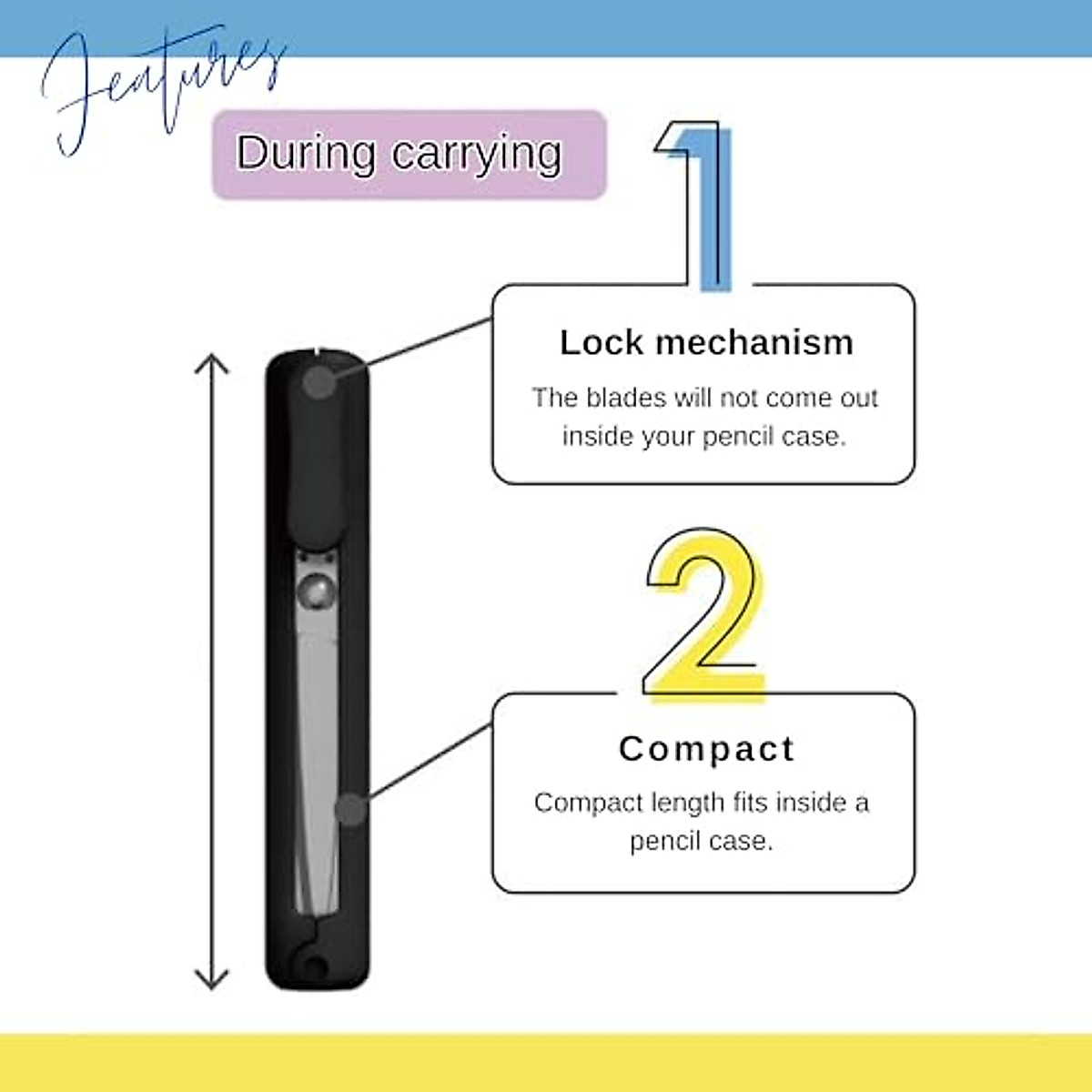SUN-STAR Slarino Travel Ready Compact Scissors - Pocket Sized & Portable, Light Green S3720012 (Authentic Hologram for US and EU Only)