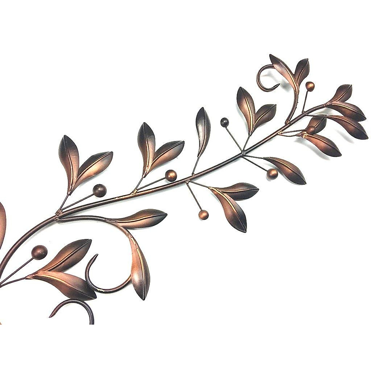 Bellaa 21956 Metal Wall Decor Over The Door Window Olive Branch Leaf Scroll Wrought iron Plaque Hanging Art Boho Home Decor Garden Patio Farmhouse Ranch Floral Accents 48 inch