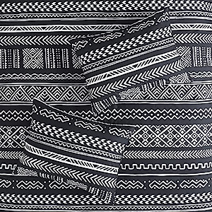Codi Soleil Aztec Comforter Set Twin Size, Black Boho Folkloric Art Pattern Bedding, Soft Microfiber Fill Bed Sets, 1 Comforter & 1 Pillowcase(68x90 Inches)